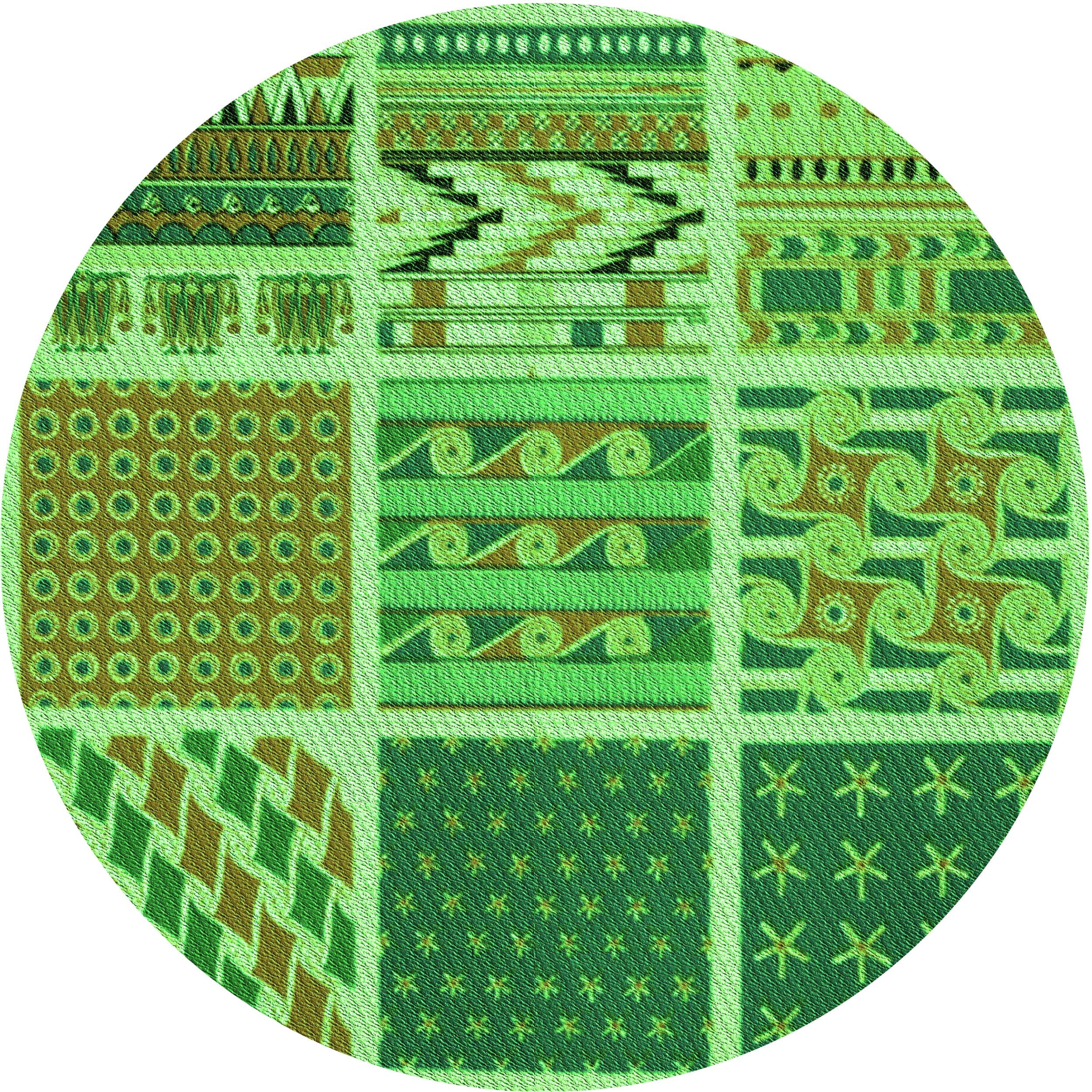 Ahgly Company Indoor Round Patterned Emerald Green Area Rugs, 5' Round ...