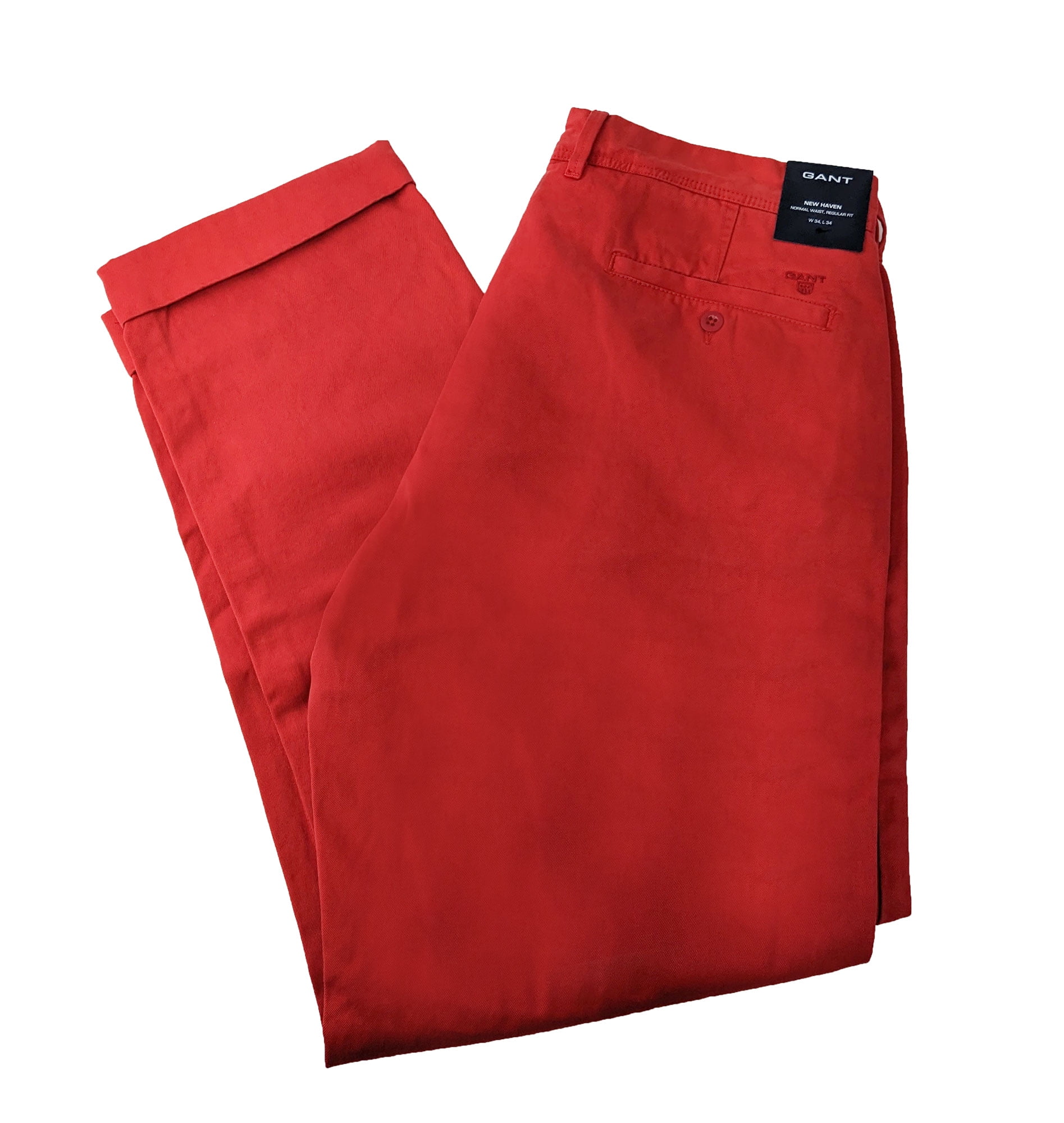 GANT Men's Bright Red New Haven Classic Preppy Chinos Size 34/34 ...