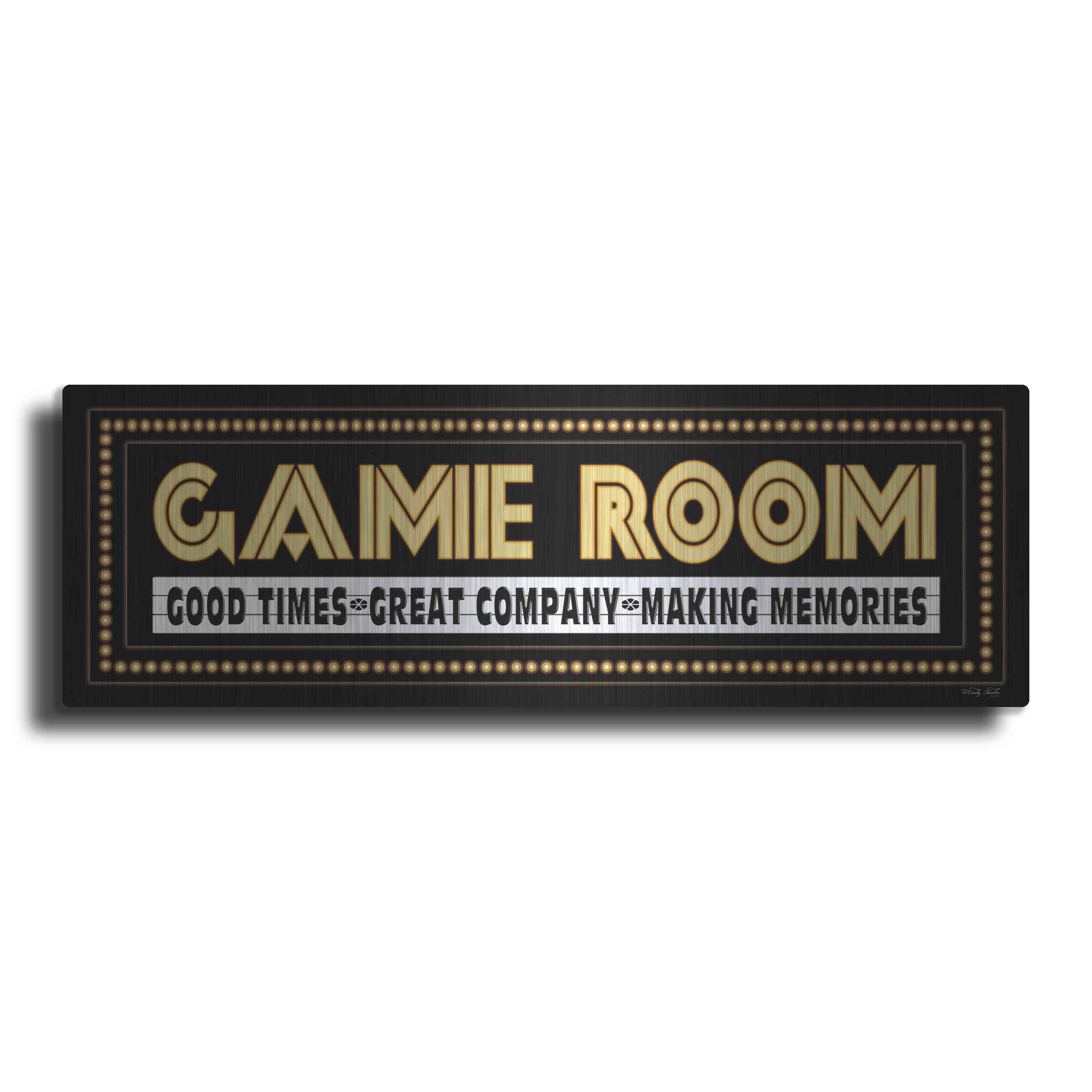 Luxe Metal Art 'Game Room Sign' by Cindy Jacobs, Metal Wall Art, 36"x12 ...