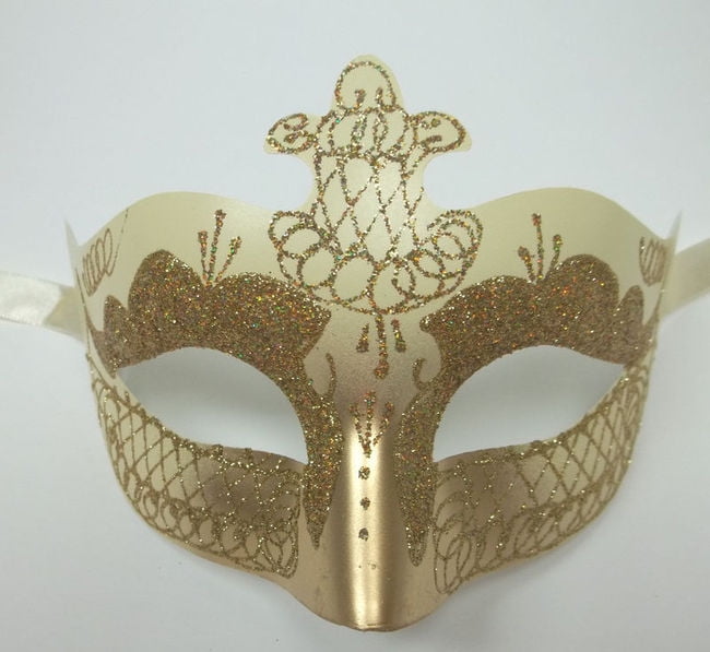 Cream Off White Gold Scroll Venetian Mask Masquerade Costume Dance Men ...