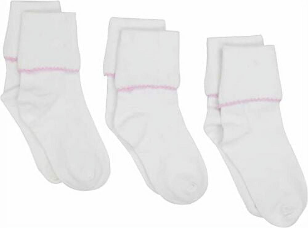 Jefferies Socks Girls Socks, 3 Pack White Cotton Cute Novelty Trim Turn ...