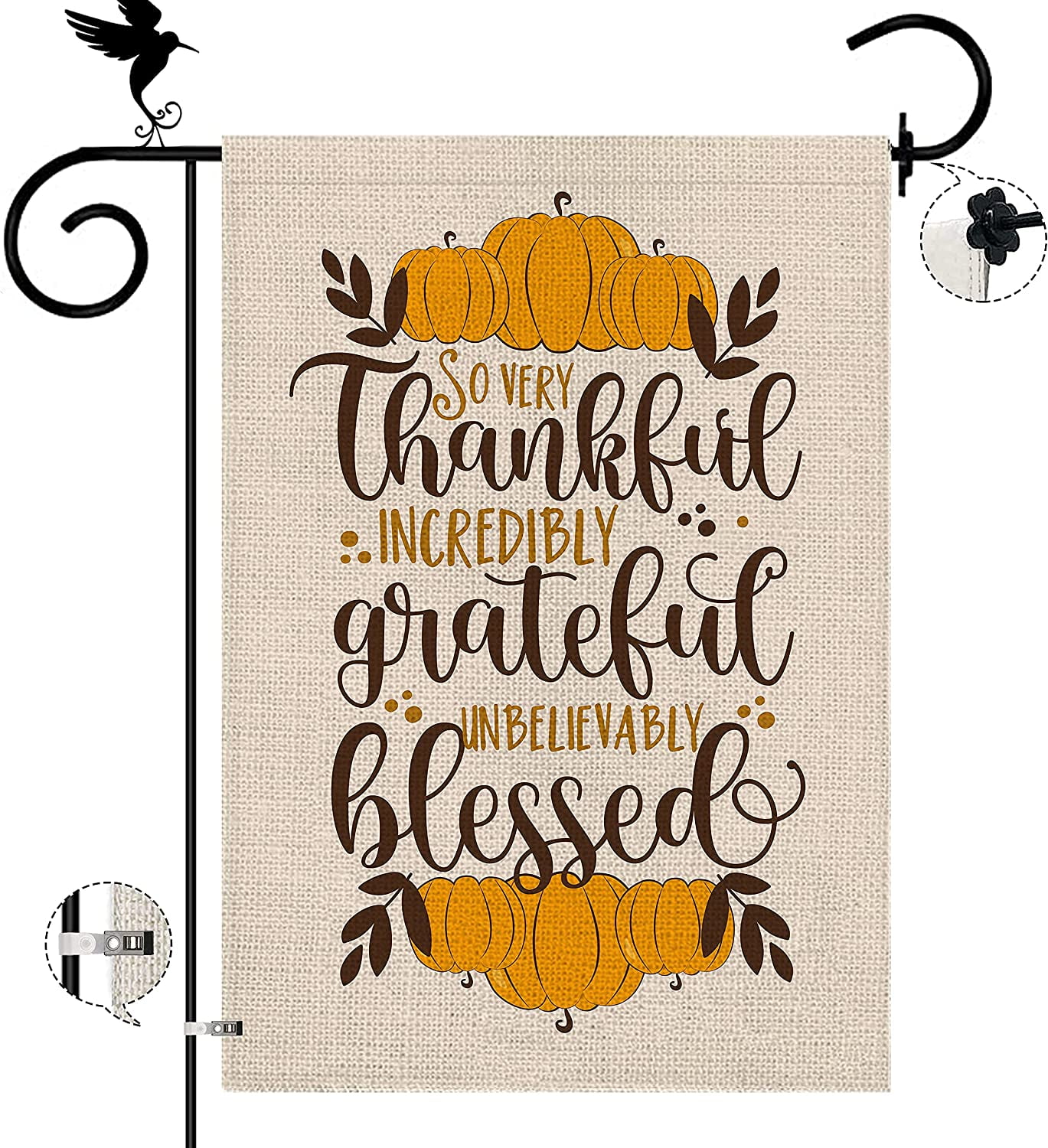Thanksgiving Garden Flag 12x18 Inch Double Sided Vertical Thankful ...