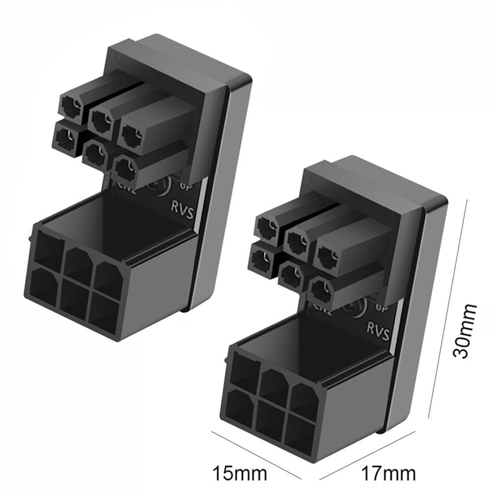 2PCS Steering Elbow Head GPU Power interface Angled Turning Connectors for Graphics Cards Power ...