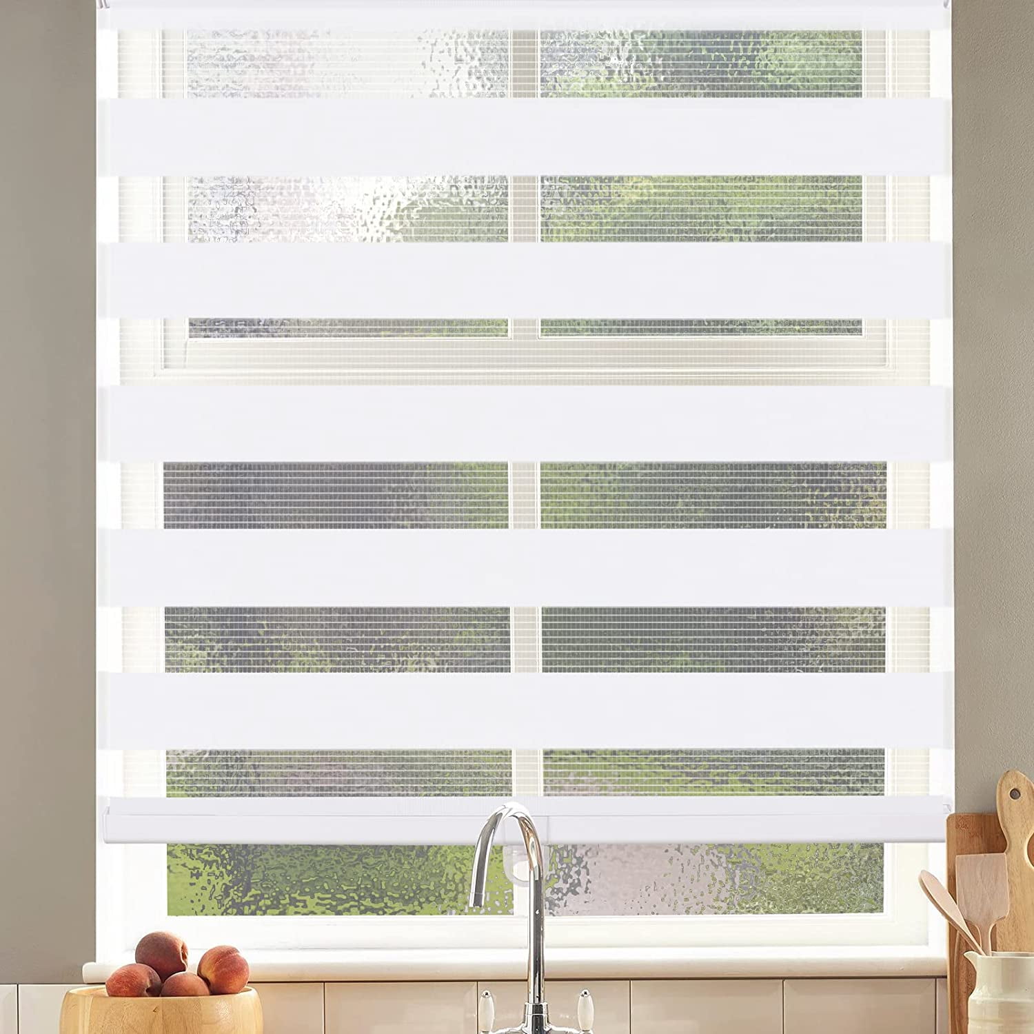 LUCKUP Cordless Zebra Blinds Roller shades for window Day and Night Blind Dual Layer Light ...