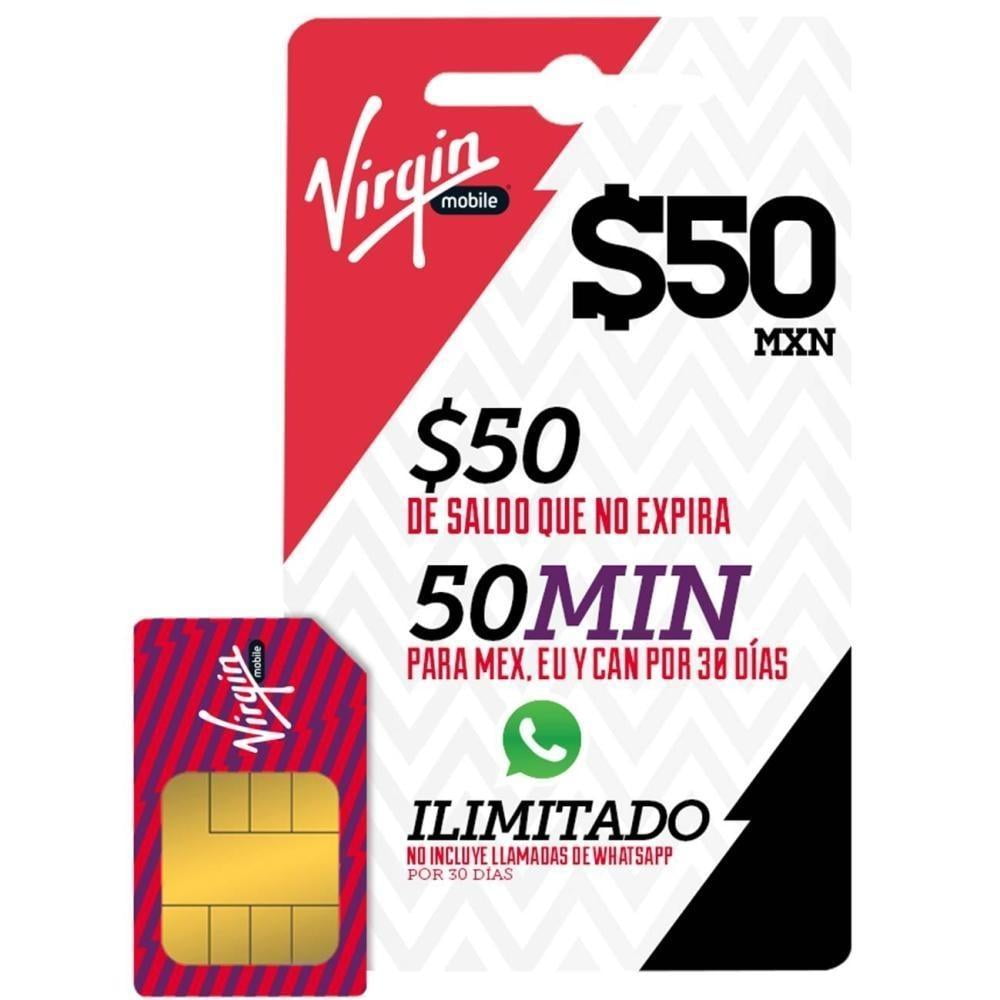 Chip Virgin Mobile Micro Sim 50 de Saldo, 50 Minutos y WhatsApp ...