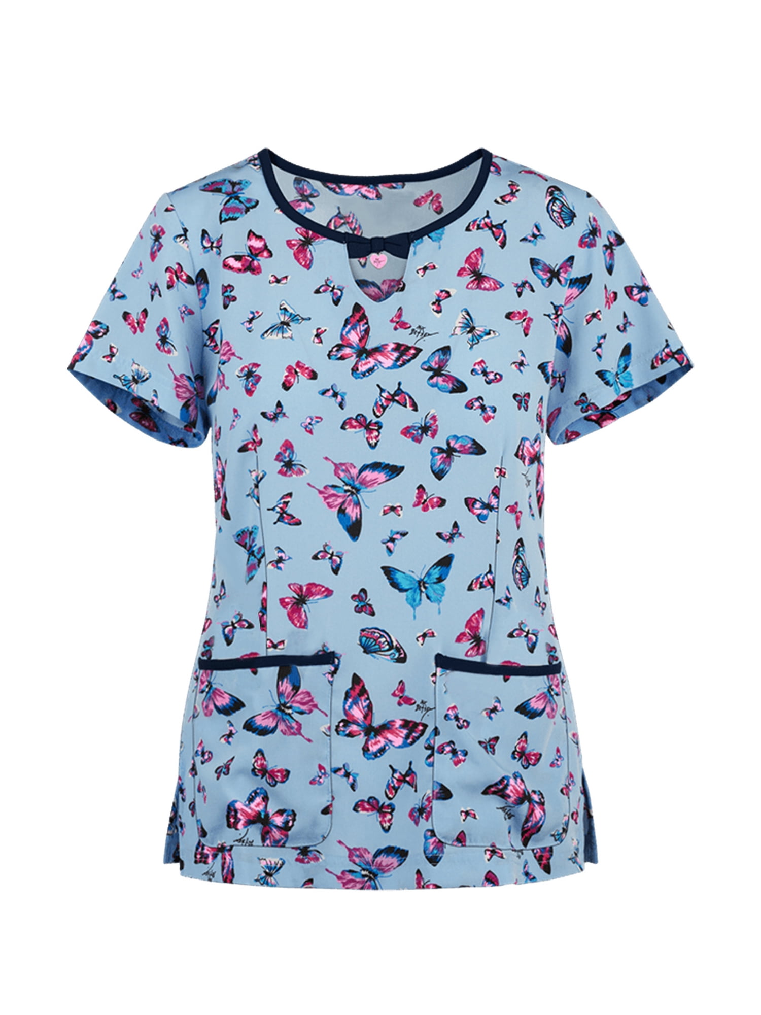 Liacowi Women's Nurse Scrubs Tops Casual Short Sleeve V-neck Nurses ...