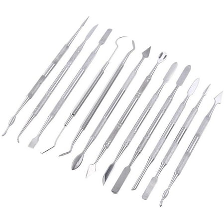 12-Piece Double Ended Stainless Steel Carving Knife Tool Kit Pottery Sculpture Tools Wax Carvers ...