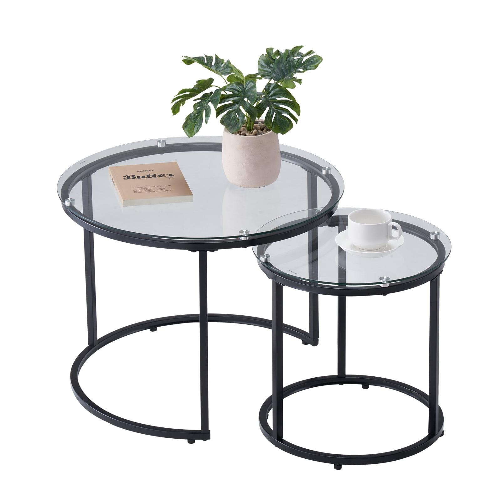 Click here for Vevor Nesting Coffee Table Set Of 2 Glass Coffee T... prices