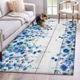 Area Rug for Living Room, Spring Blue Floral Non-Slip Indoor Large ...