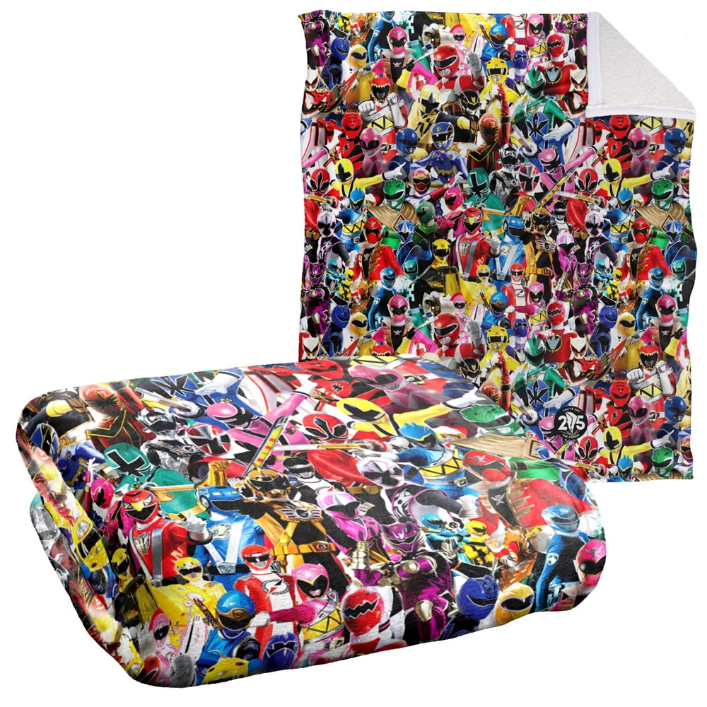Power Rangers Blanket, 50"x60", Crowd of Rangers Silky Touch Sherpa ...