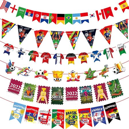 World Cup Flags 2022, 6 Pieces World Cup Flag Bunting, 59ft Hanging ...