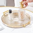 NovaBreeze Round Ribbed Acrylic Serving Tray, Clear with Gold Metal Rim ...