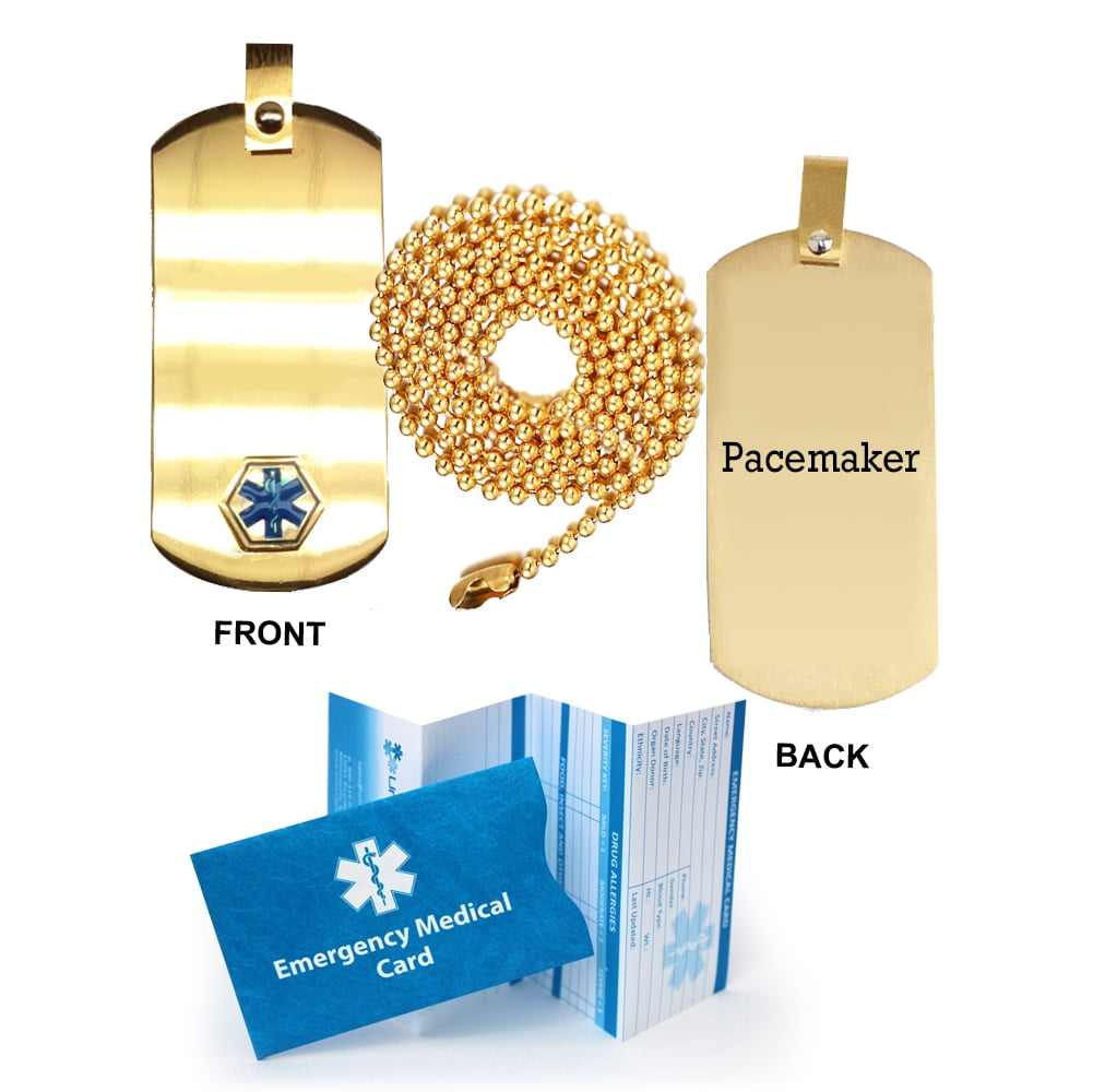"Pacemaker" Medical Alert ID Dog Tag by Universal Medical Data - Gold ...