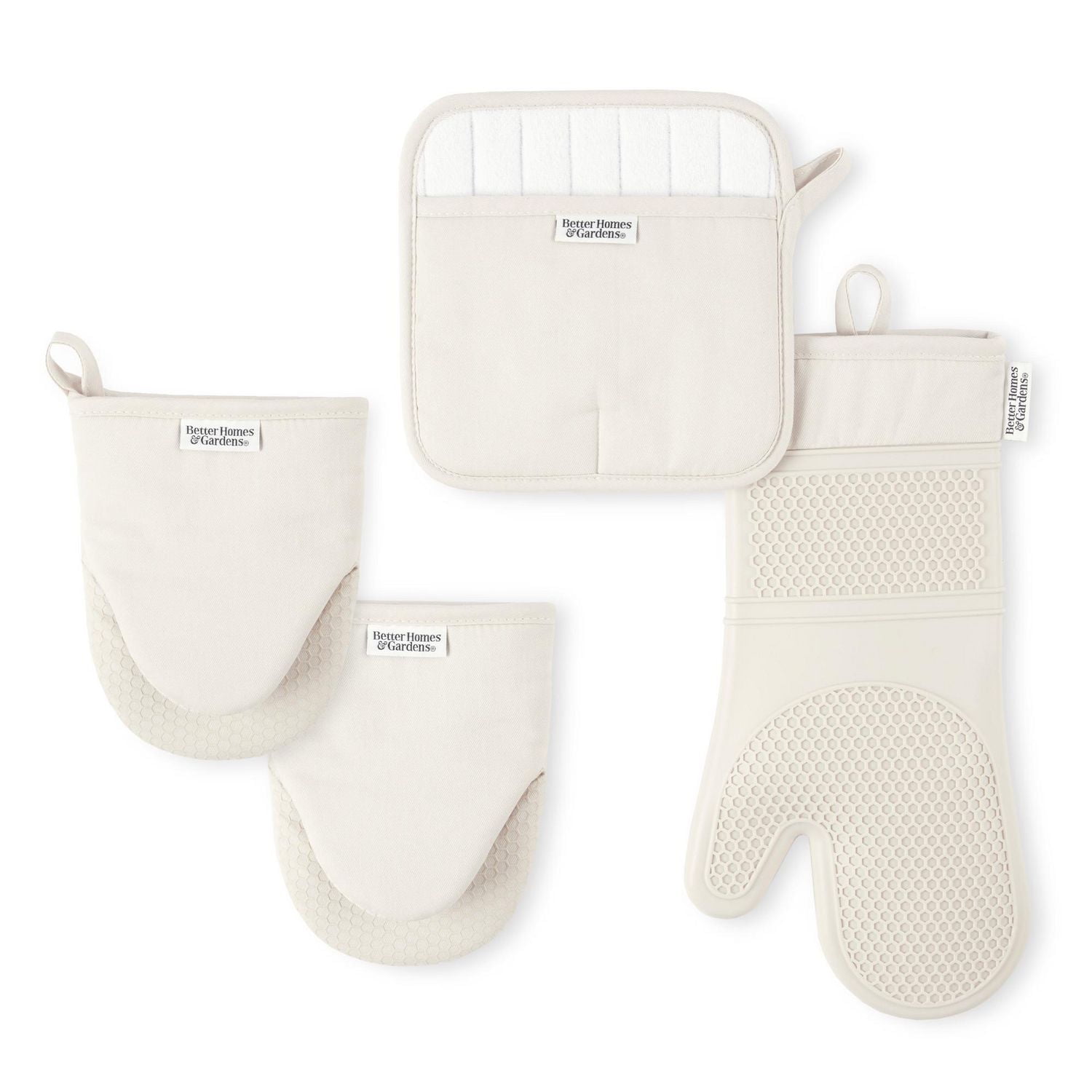 Better Homes & Garden Oven Mitt, Pot Holder, Mini Mitt Set, 4 Pieces ...