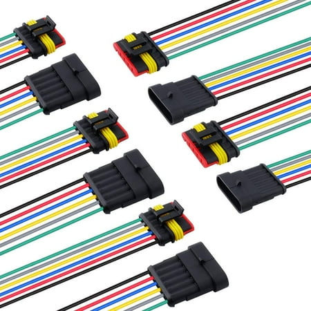 MUYI 5 Sets 6 Pin Wire Connector 18AWG Waterproof Electrical Connectors ...