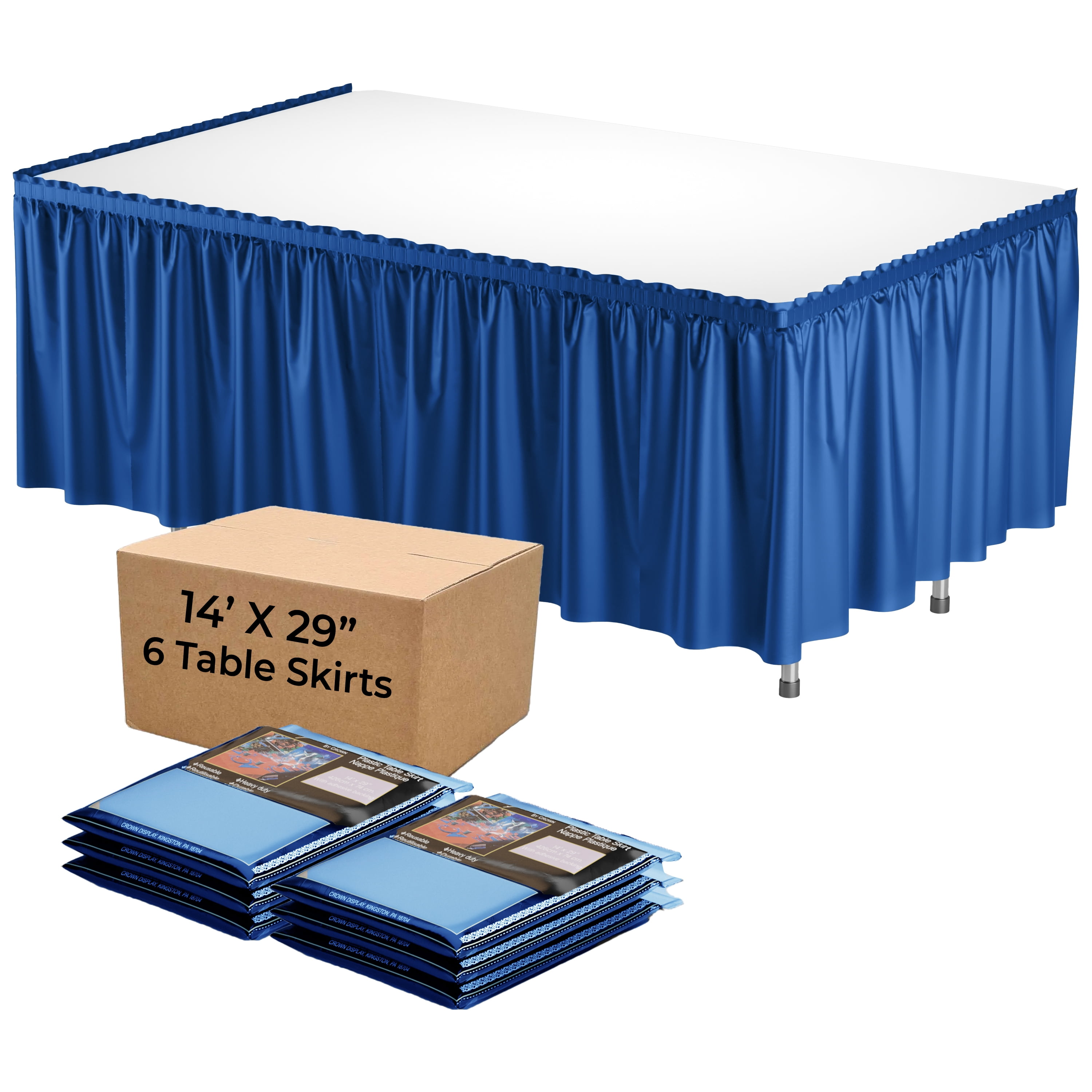 Exquisite 14 Ft. Dark Blue Plastic Table Skirt - 6 Count - Walmart.com