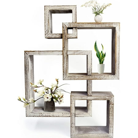 ACMLIFE White Floating Shelves, Wall Mounted Interlocking Cube Shelves ...