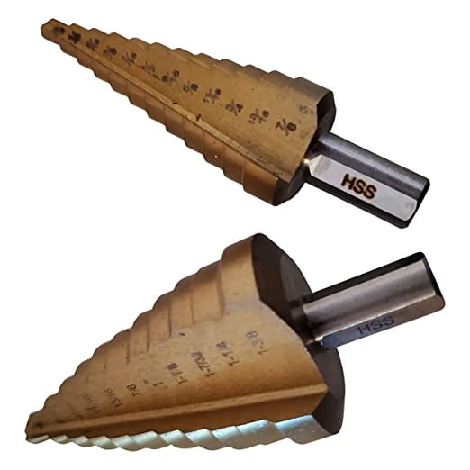 2-Pack SAE Titanium Coated High-Speed Step Drill Bits (3/8" Chuck ...