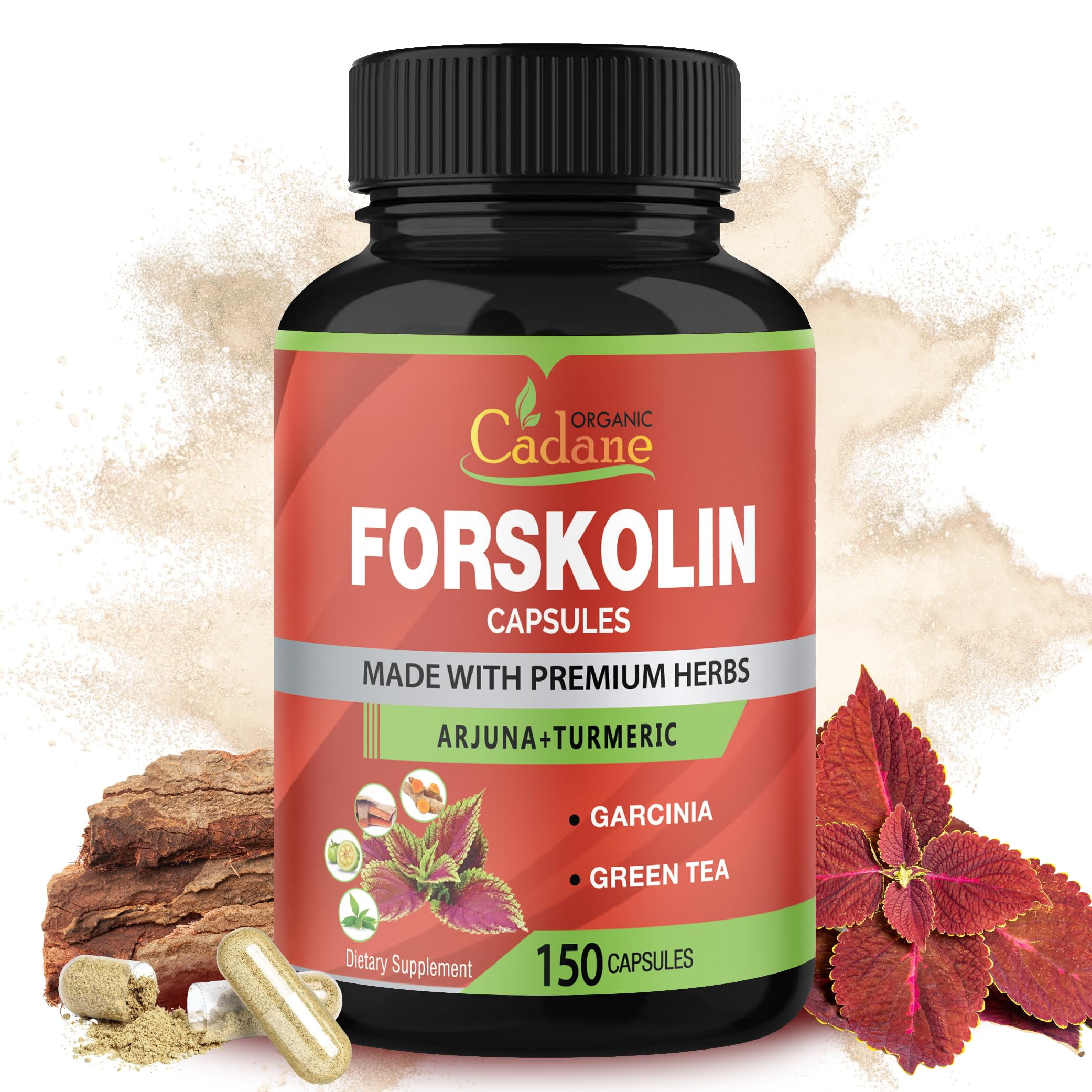 Suplementos orgánicos Cadane Forskolin 5 en 1 con cúrcuma 150 cápsulas ...