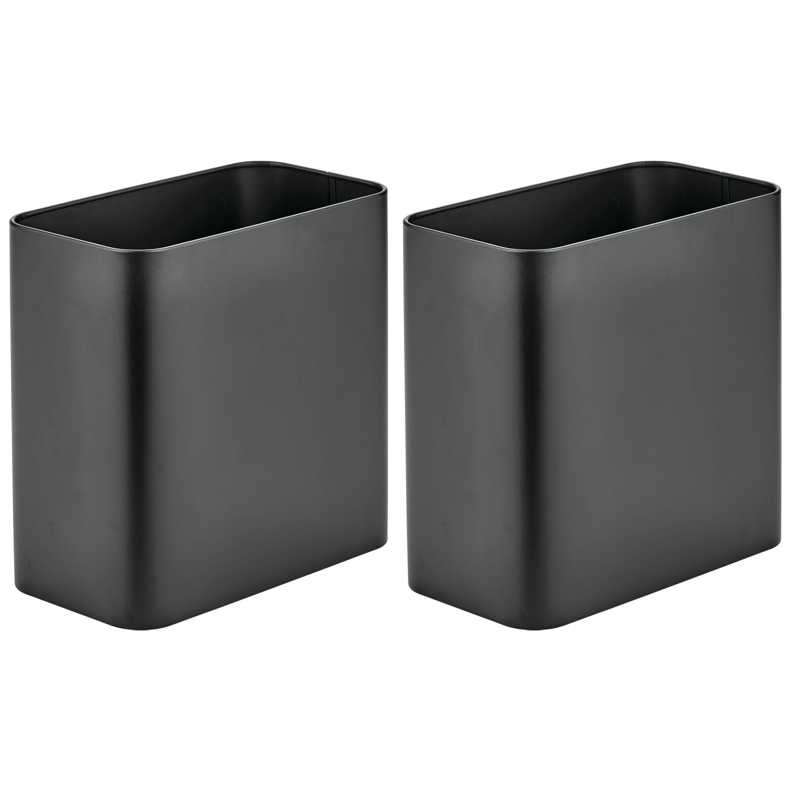 mDesign Small Metal 2.4 Gallon Trash Can Wastebasket Garbage Bin for ...