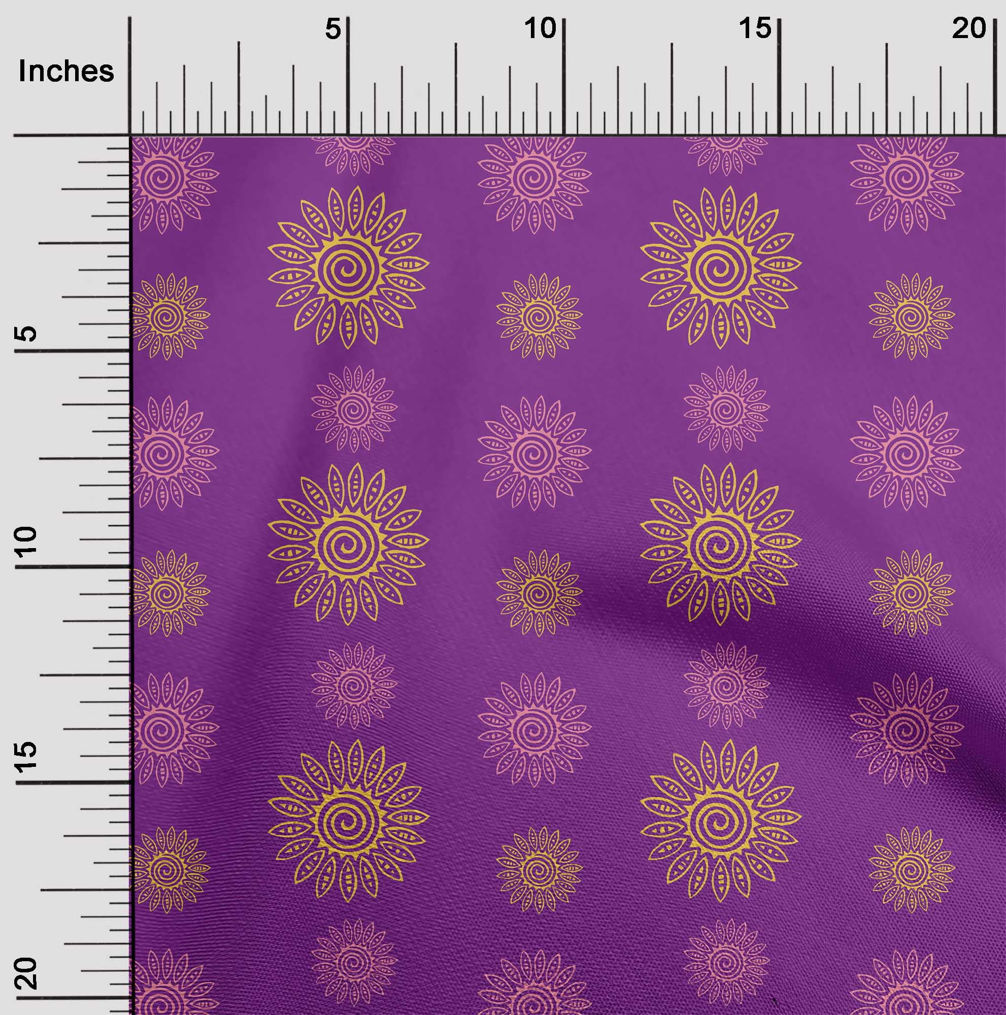 oneOone Silk Tabby Fabric Spiral & Floral Block Print Fabric By Yard 42 ...