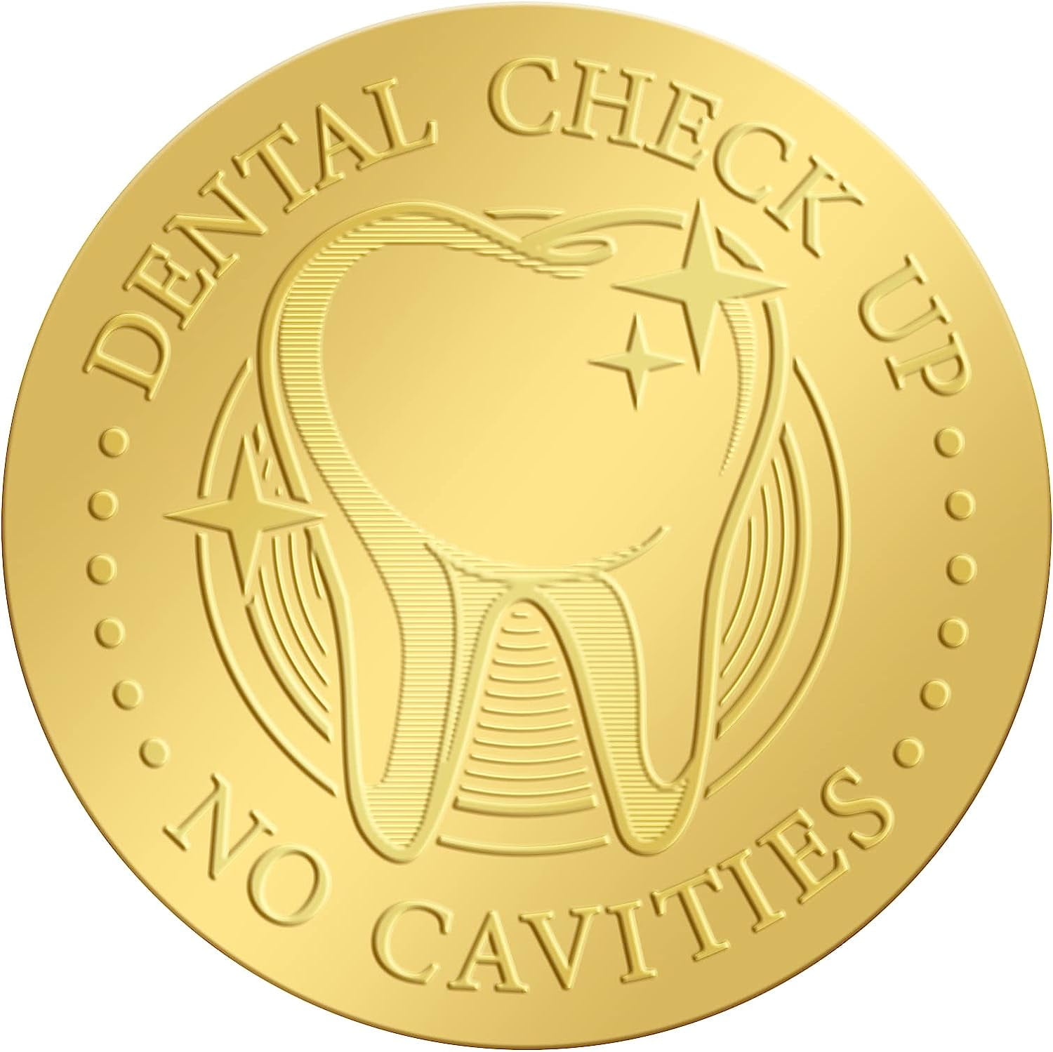 2 Inch Gold Embossed Envelope Seals Stickers No Cavities Dental Check ...