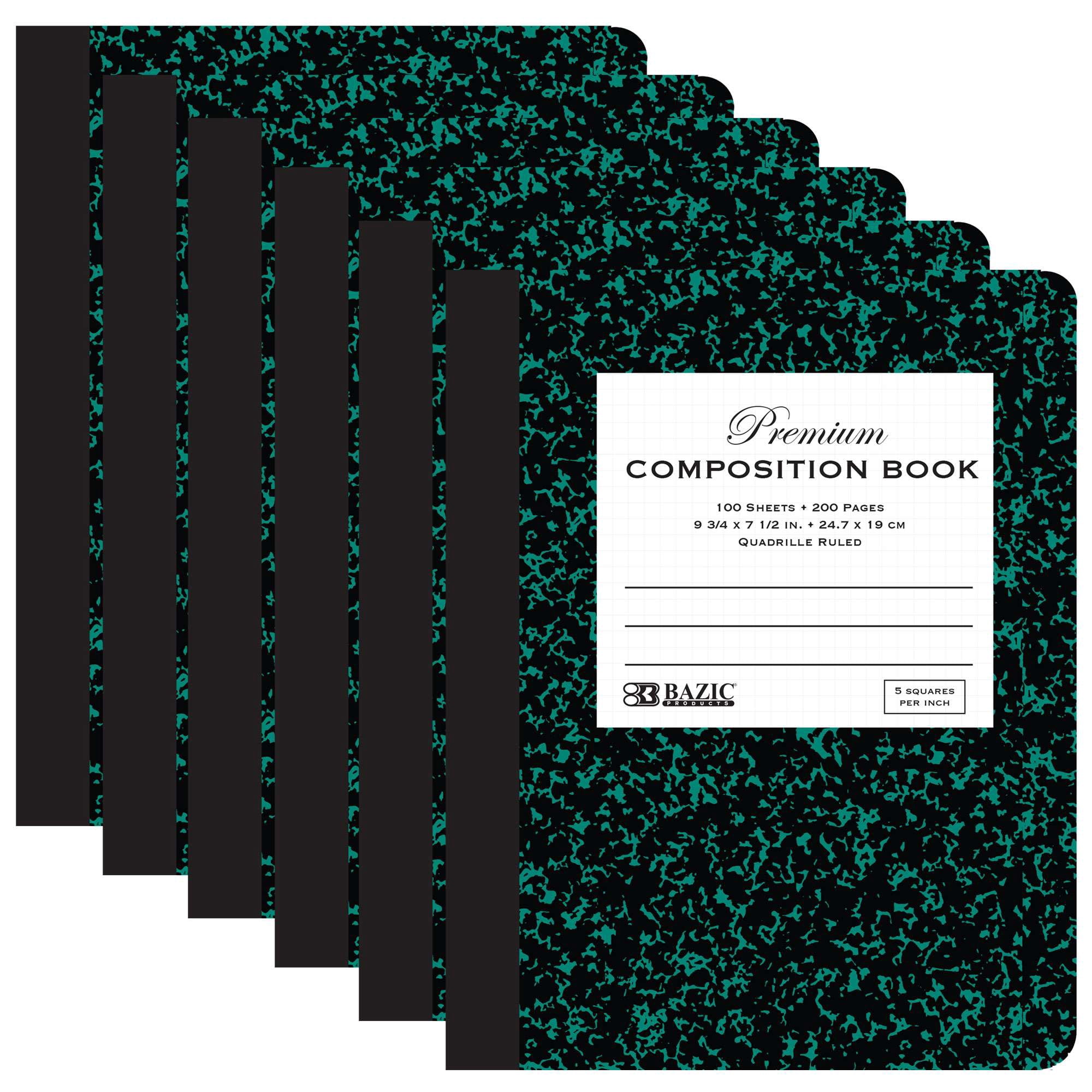 BAZIC Composition Book Black Marble 1/5 Quad-Ruled 100 Sheet Notebook ...