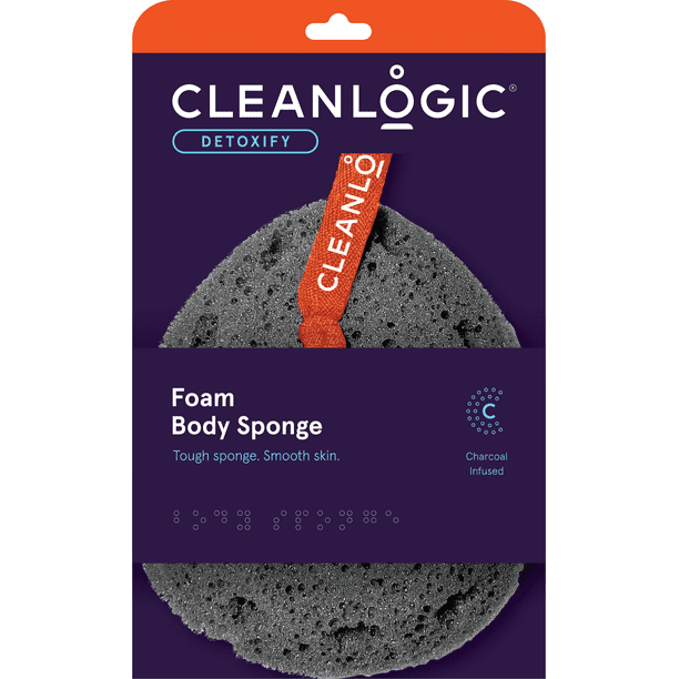 CleanLogic Exfoliating Sea Sponge, Charcoal Infused Body Scrubber for ...