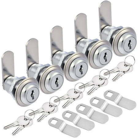 QUETO 5 Pack Cabinet Cam Locks, 1-1/8 Inch Keyed Alike, Secure Cam ...