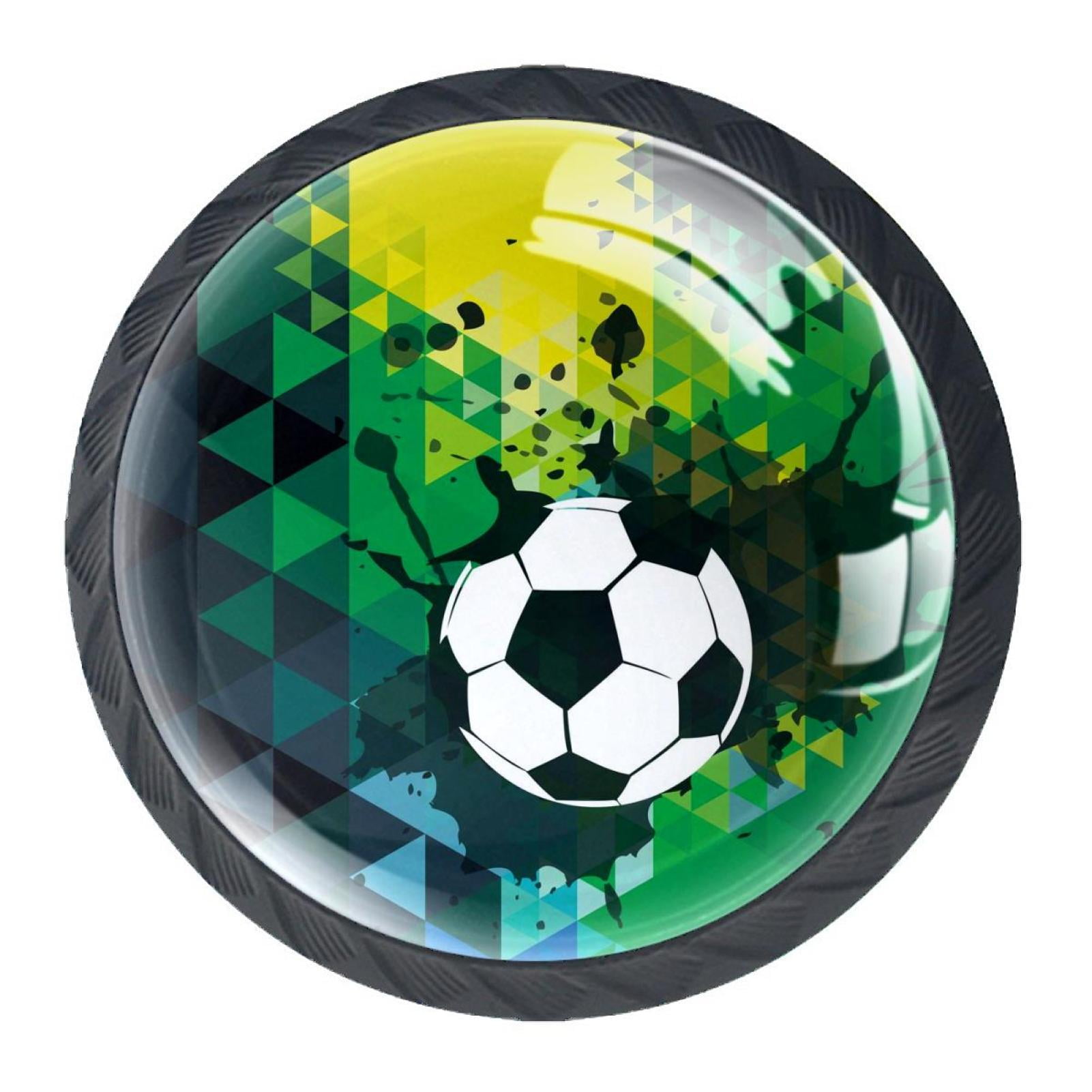 4 Pcs Doodle Sport Soccer Knobs for Kitchen Cabinet Cupboard Dresser ...