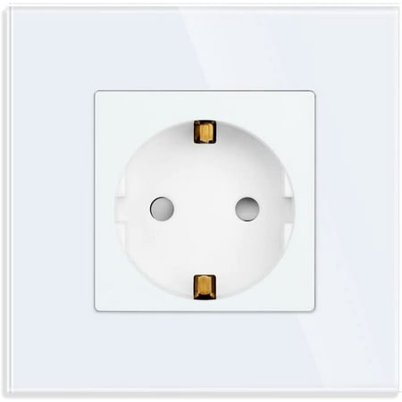 Single socket in white, 16Amp glass Schuko sockets flush-mounted ...
