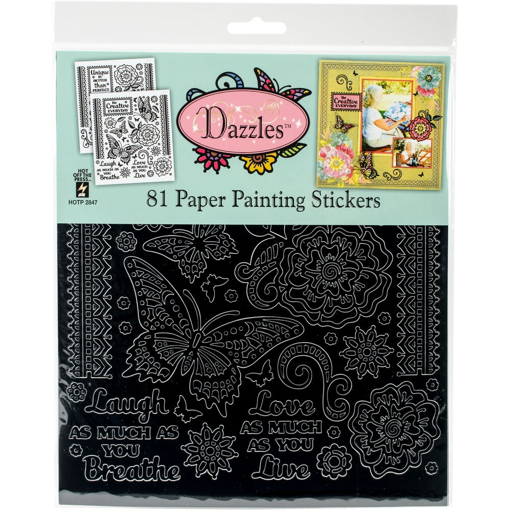 Dazzles Stickers 8"X9" 2/Pkg-Paper Painting-Black, Clear Foil - Walmart ...