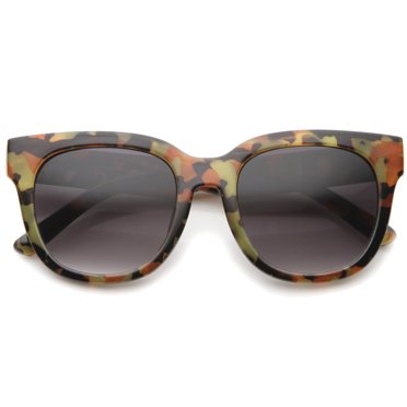 Oversize Flat Top Aviator Sunglasses Horn Rimmed Details Wide Arms ...