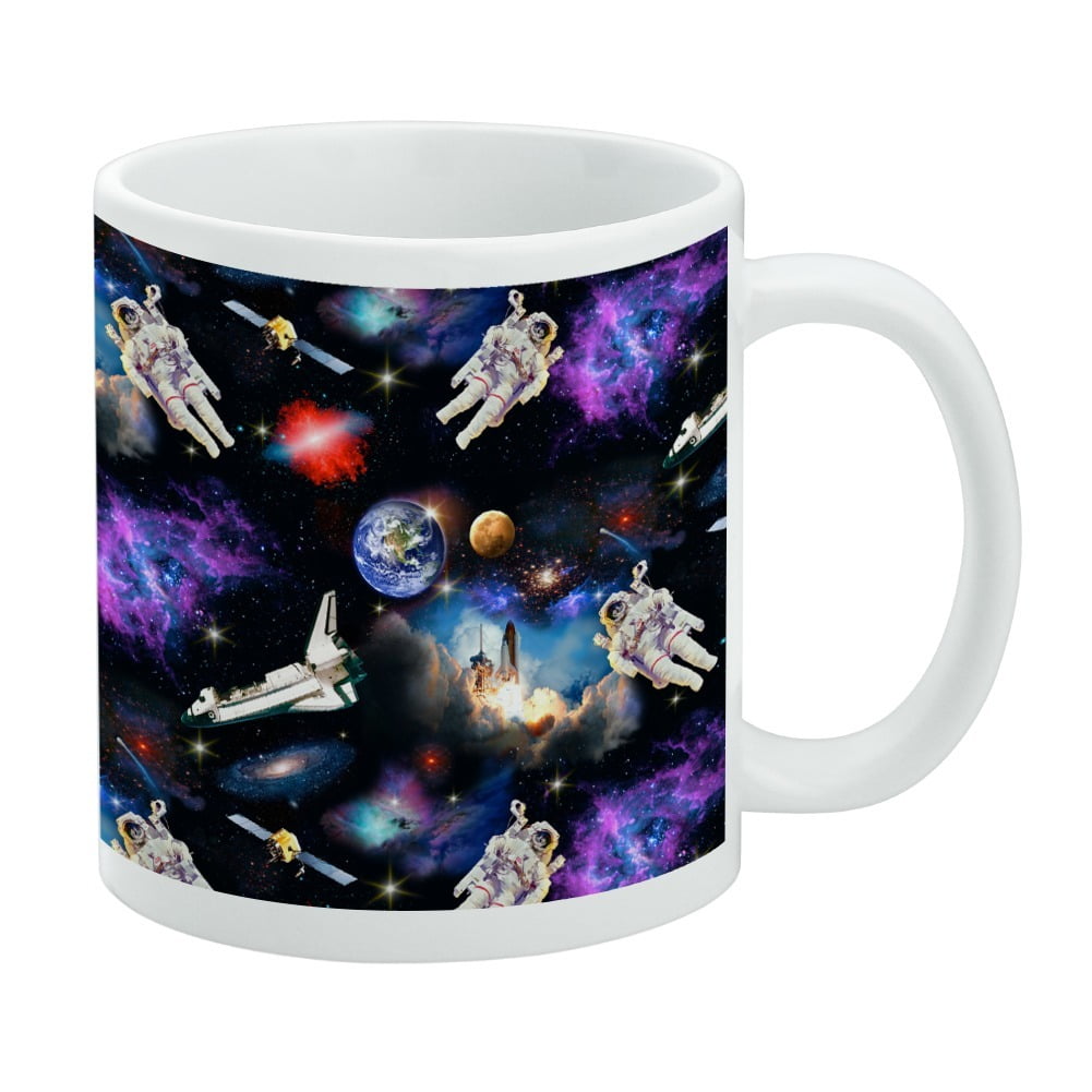 Astronaut Space Earth Moon Solar System Pattern White Mug - Walmart.com