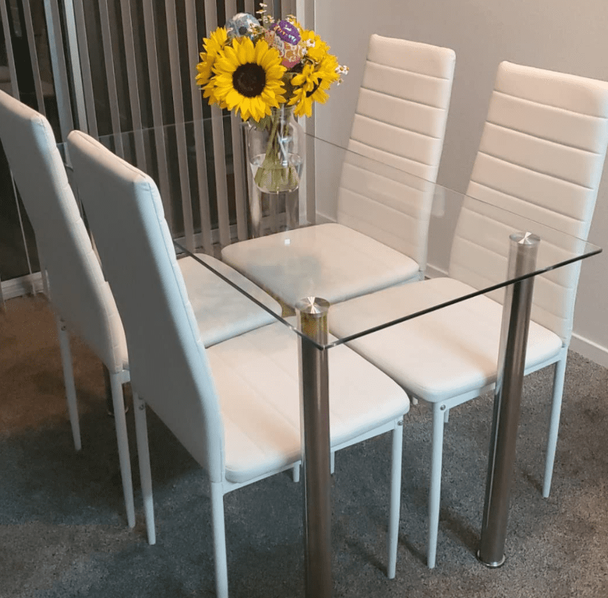 Dining Table Glass Top Kitchen Dining Room Furniture Clear - Walmart.com