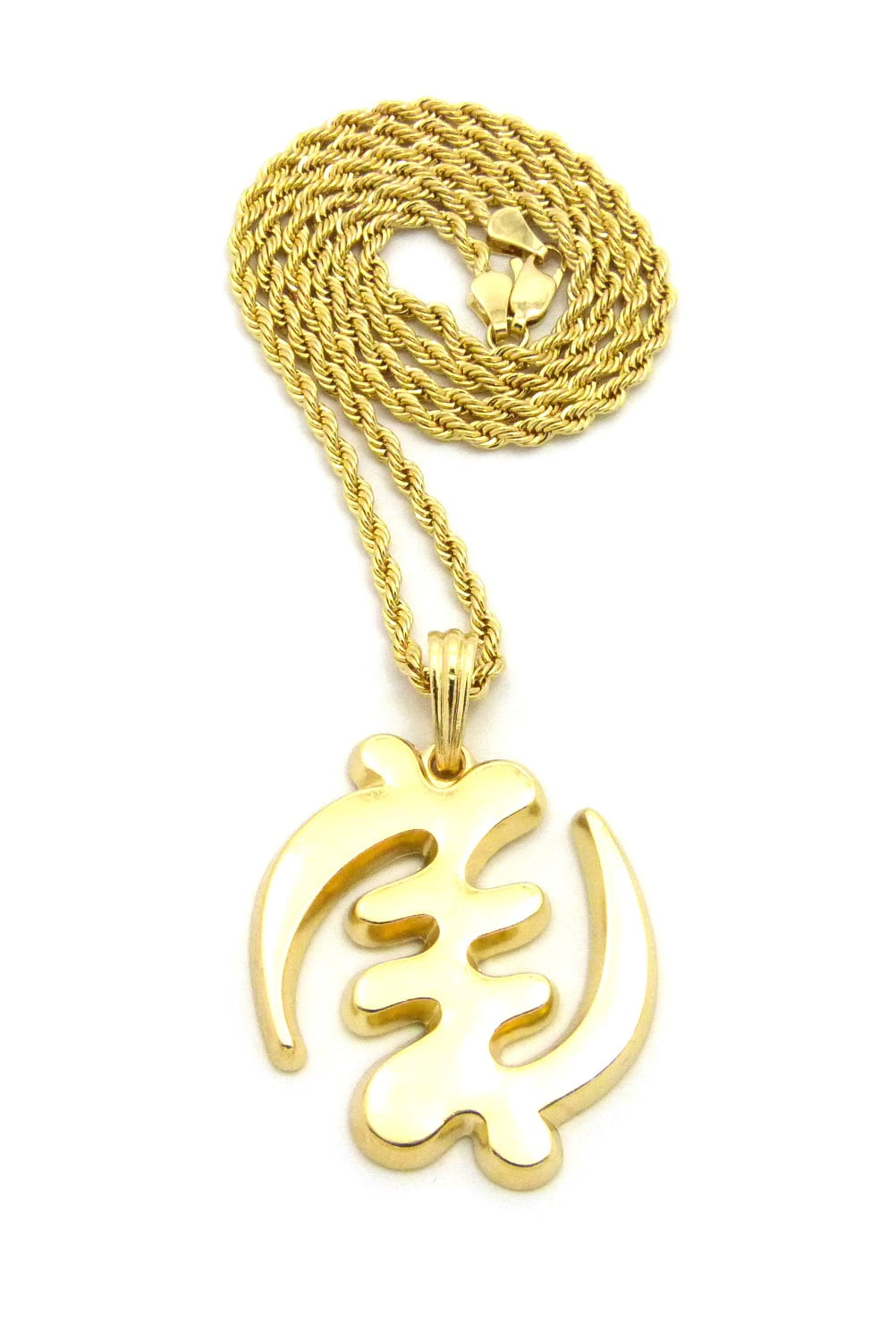 Polished Adinkra Symbol Gye Nyame Except For God Pendant w/ Gold-Tone ...