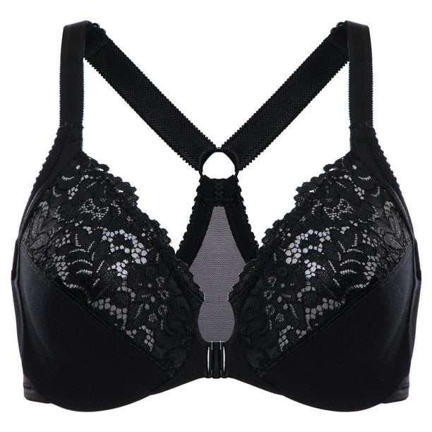 DELIMIRA Women's Front Closure Full Coverage Lace Underwire Racerback Bra - Walmart.com