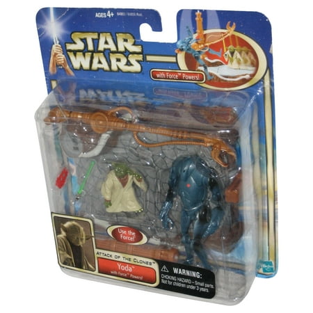 Star Wars Attack of The Clones (2002) Hasbro Yoda & Super Battle Droid ...