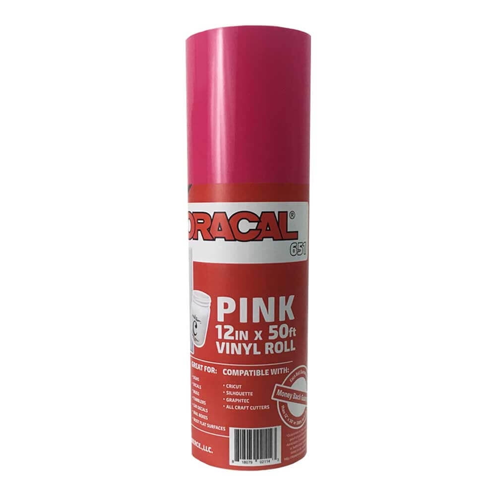 12" x 50ft Roll of Oracal 651 Pink Craft Vinyl - Adhesive Vinyl for ...