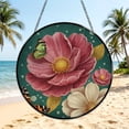 Chilfamy Round Stained Glass Window Suncatcher, Green Sunflower ...