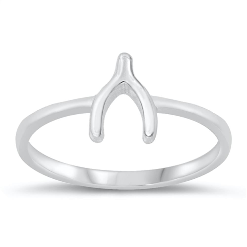 Wishbone Good Luck Ring .925 Sterling Silver Thin Band Jewelry Female ...