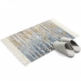 Bathroom Rug 2'x 3', Yellow Blue Forest Woven Cotton Washable Rug with ...
