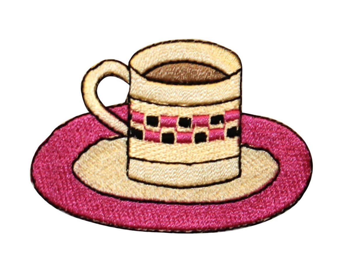 ID 1281 Cup of Coffee On Saucer Patch Diner Drink Embroidered Iron On ...