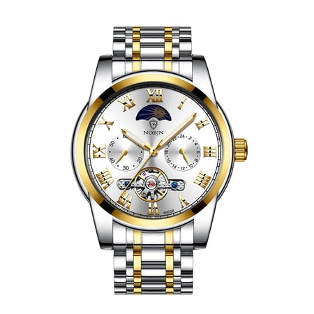 NOBJN N905B Man Automatic Mechanical Watch Waterproof Day Night Display ...