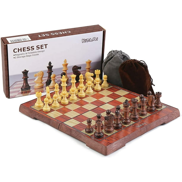 ICHUDAN Folding Magnetic Travel Chess Set with 2 Portable Bags for ...