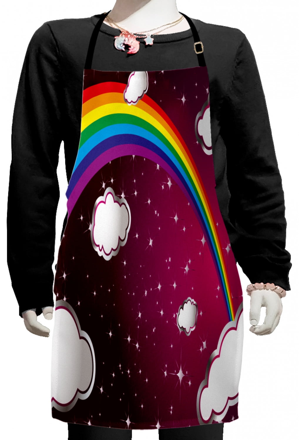 Cartoon Kids Apron, Rainbow Colored Image with Colors Star Like Details ...