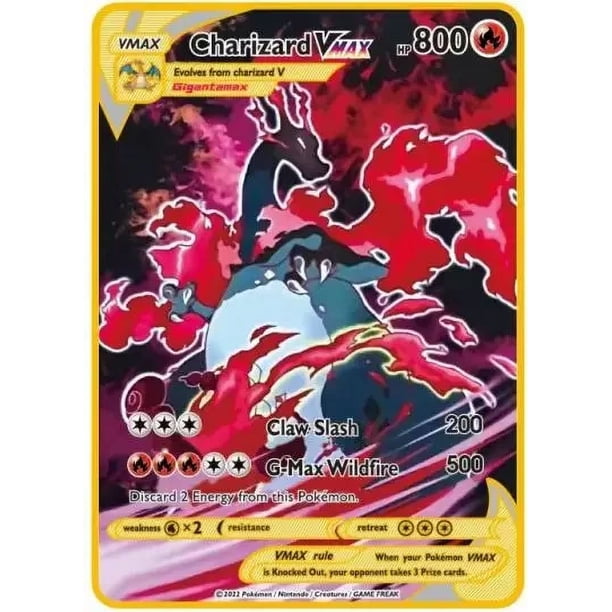 English 10000 Point Metal Card Gx Vmax Metal Cards Pikachu Charizard ...