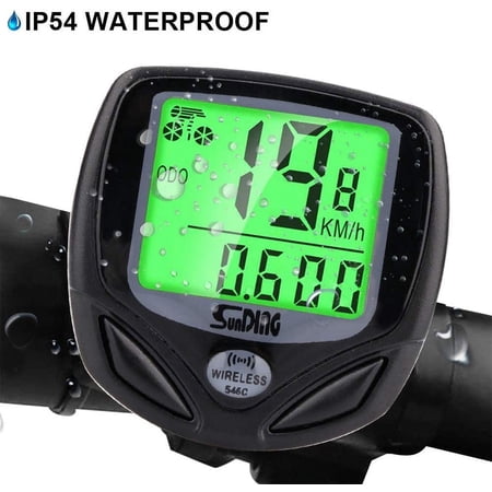 Wireless Cycle Computer 16 Functions IP54 Waterproof LCD Speedometer ...