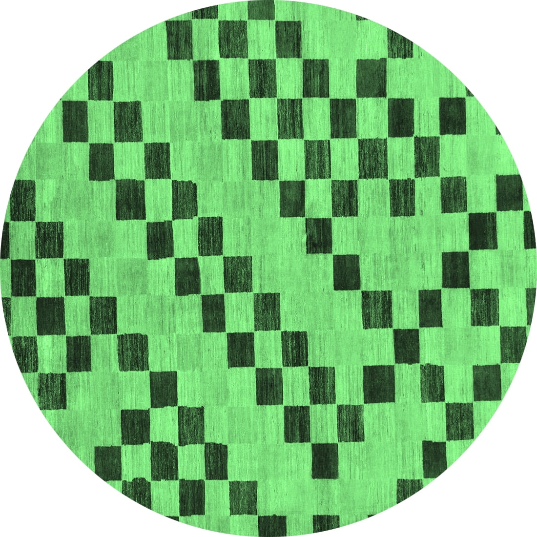 Ahgly Company Indoor Round Checkered Emerald Green Modern Area Rugs, 5 ...