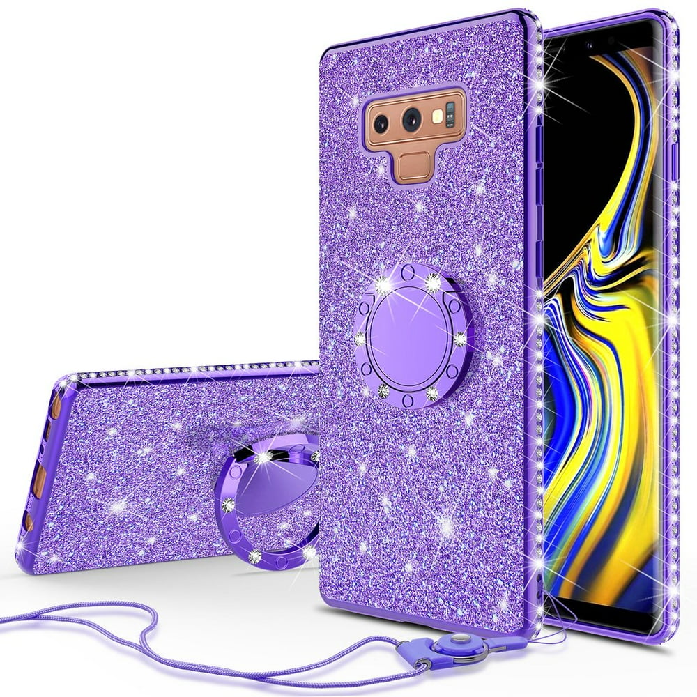 Galaxy Note 9 Case Cute Glitter Ring Stand Phone Case Kickstand Bling ...